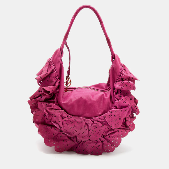 Dior | Bags | Dior Pink Leather Gypsy Ruffle Hobo | Poshmark